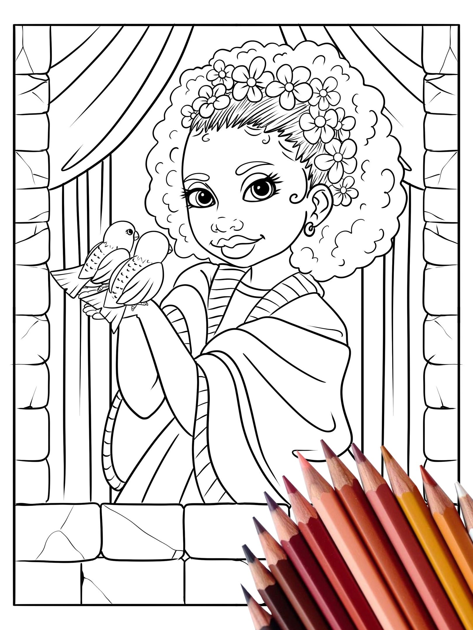 Black Girl Coloring Page Download | Black Princess Printable Sheet ...