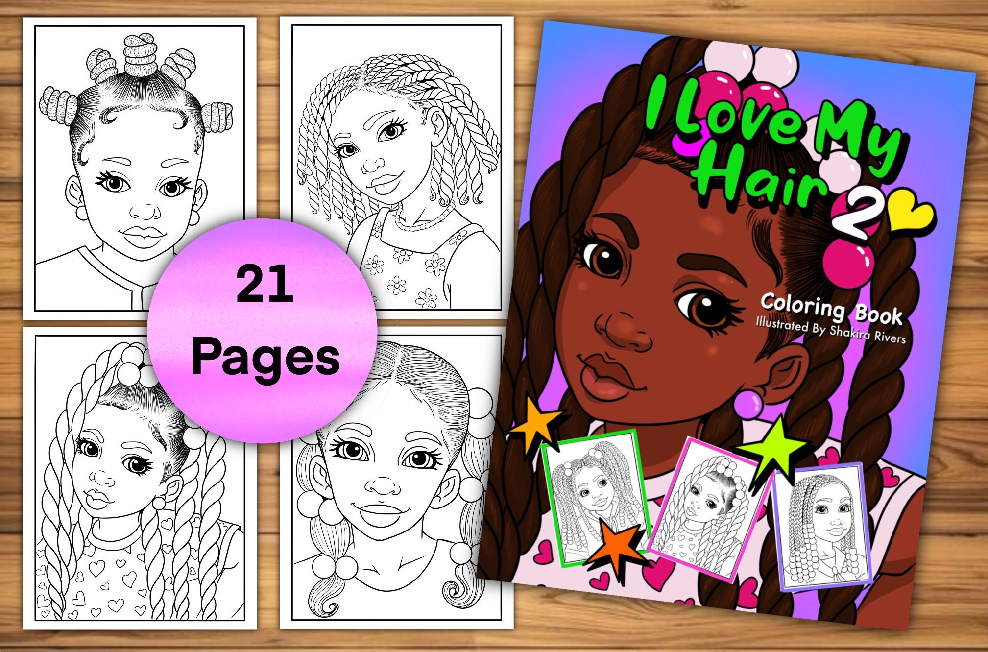 Black Girl Coloring Book I Love My Hair 2 Coloring Book-natural Hair ...