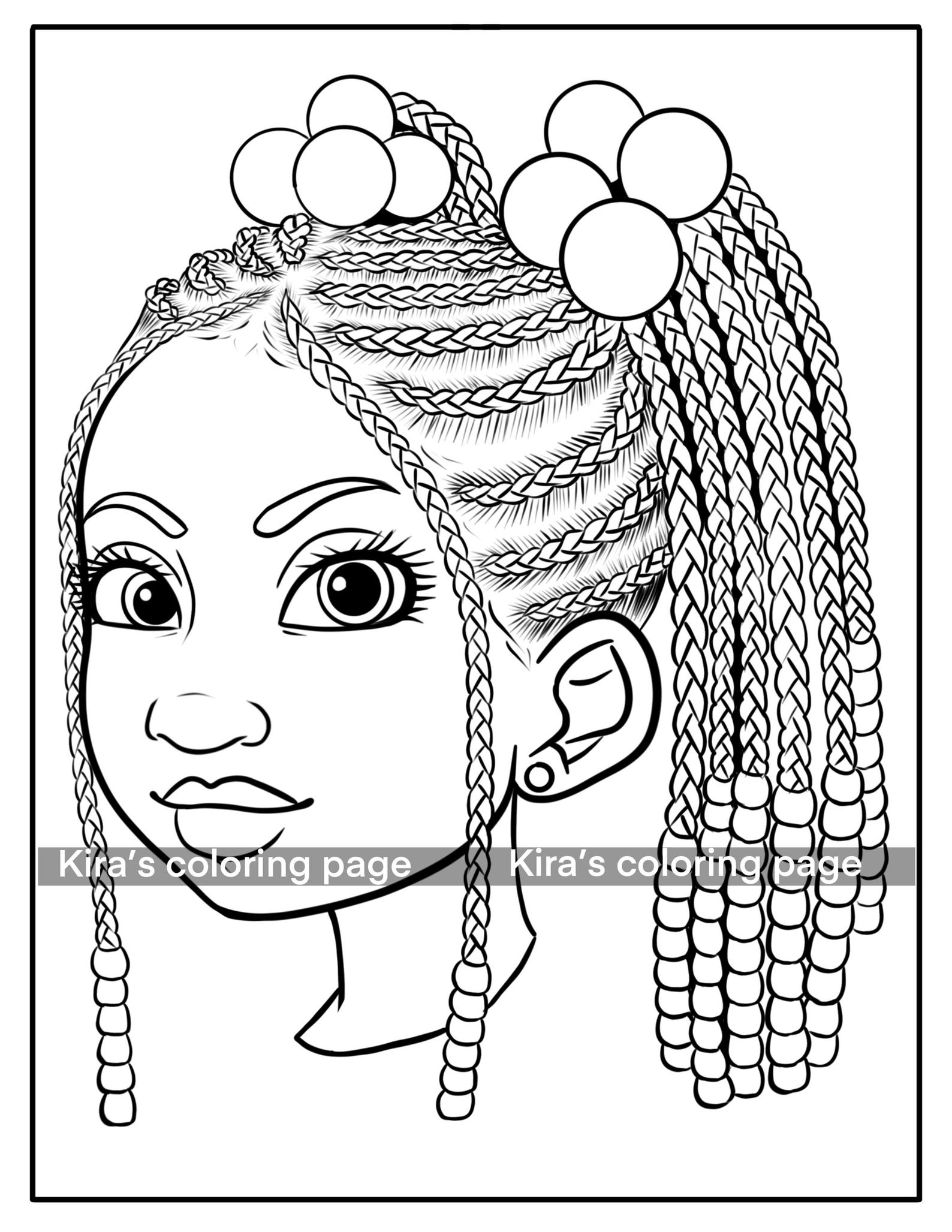 Afro Girl Coloring Page, Coloring Page for Black Girls | Digital ...