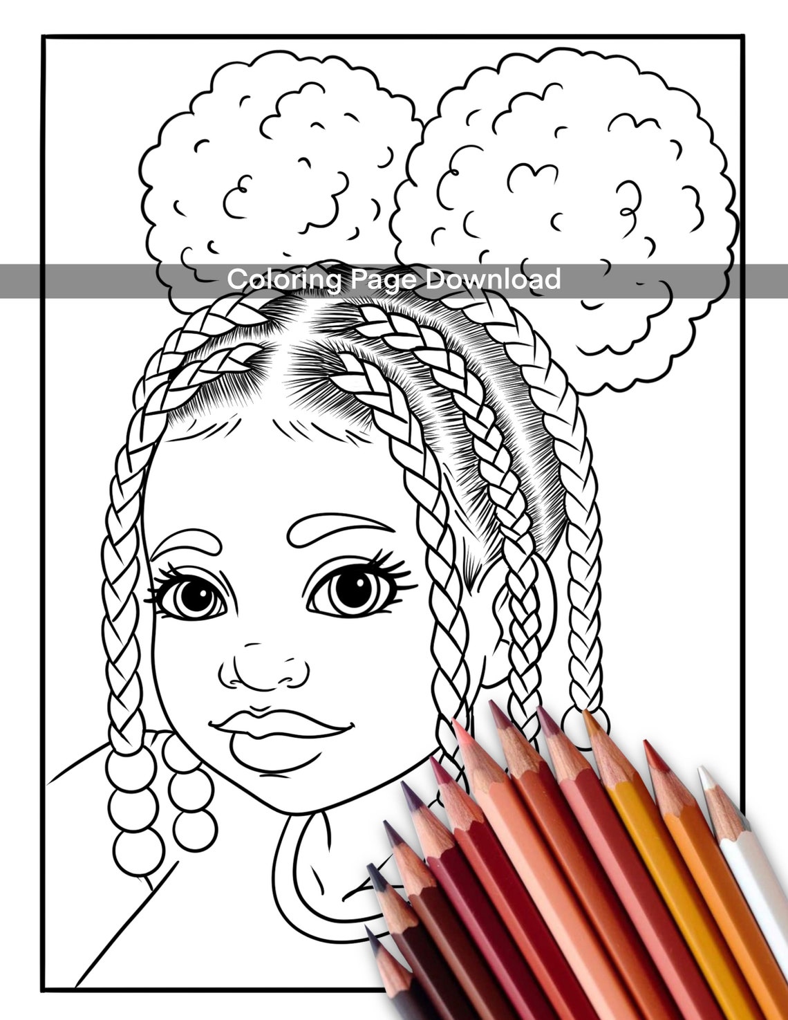 Afro Girl Coloring Page, Coloring Page for Kids| Kids Coloring Page ...