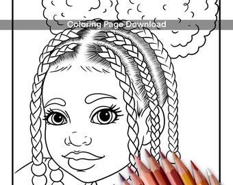 Afro Girl Coloring Page for Kids| Kids Coloring Page Black Girl ...