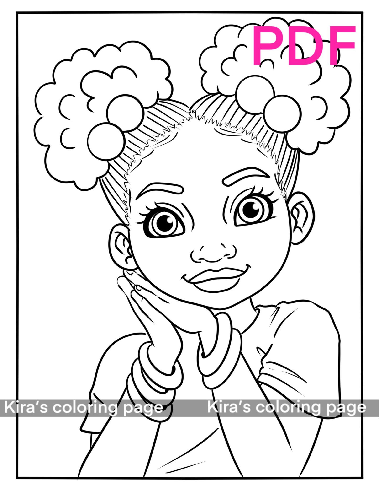 Black Girl Hairstyle Coloring Page | Kids Activity (PDF) - Etsy