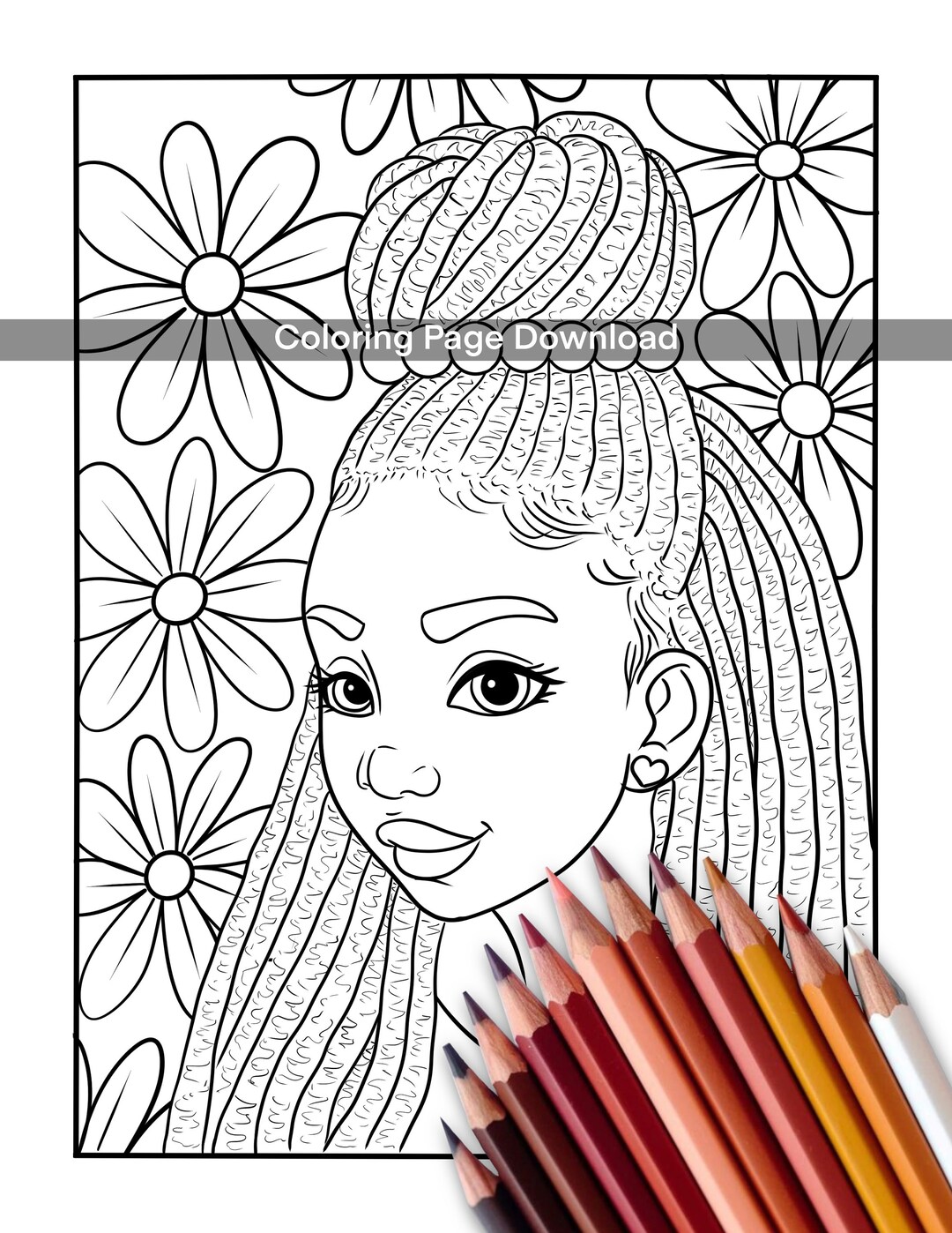 Afro Girl Coloring Page, Coloring for Black Girls | Digital Download - Etsy