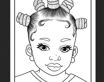 Afro Girl Coloring Page, Coloring Page for Black Girls| Hairstyle ...