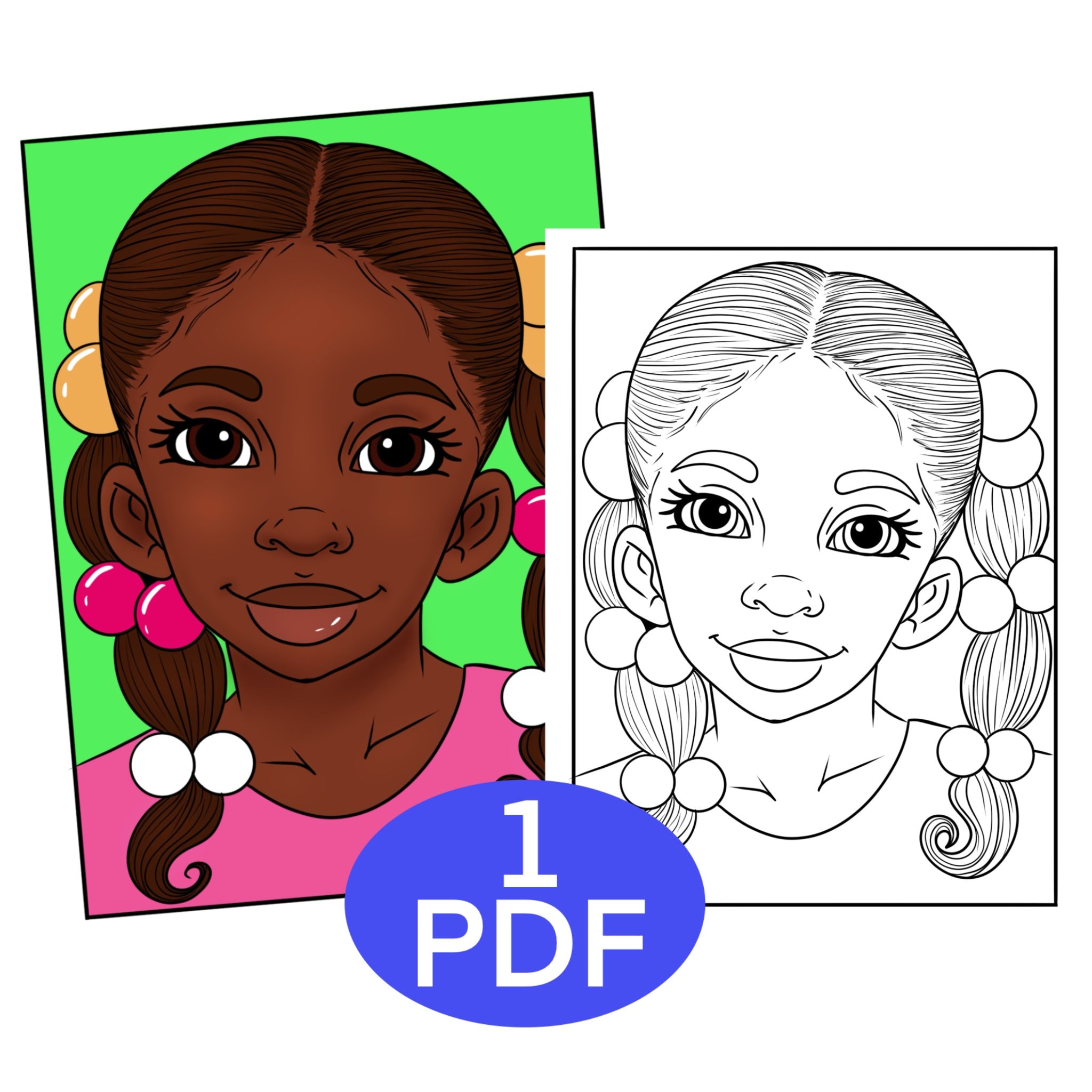 Afro Girl Coloring Page, Coloring Page for Kids| Kids Coloring Page ...