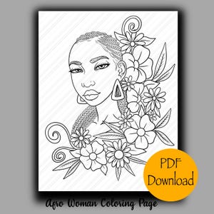 Beautiful Black Woman Coloring Page, Adult Coloring Page, PDF Coloring ...