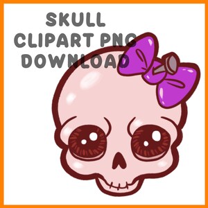 Cute Skull Clipart, Halloween Skull Png Sublimation, Skull Png, Kawaii ...