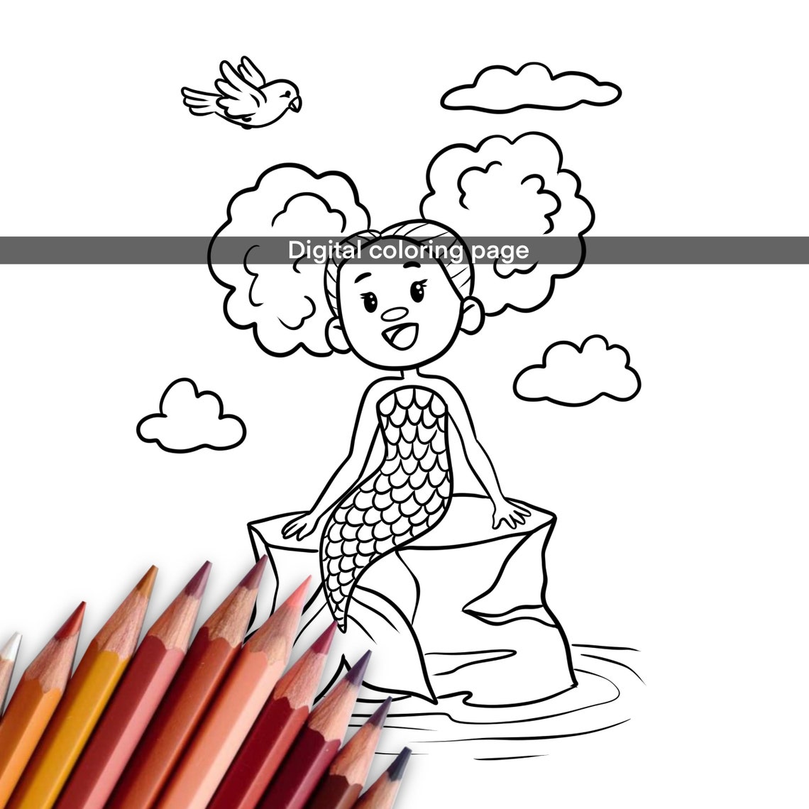 Bold and Easy Mermaid Coloring Book| Digital Coloring Book| PDF ...