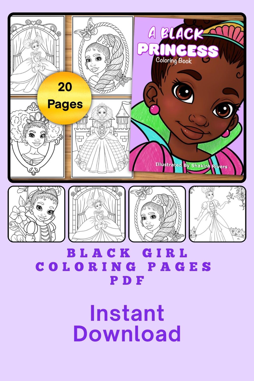 Black Girl Magic Coloring Pages, African American Princess ...