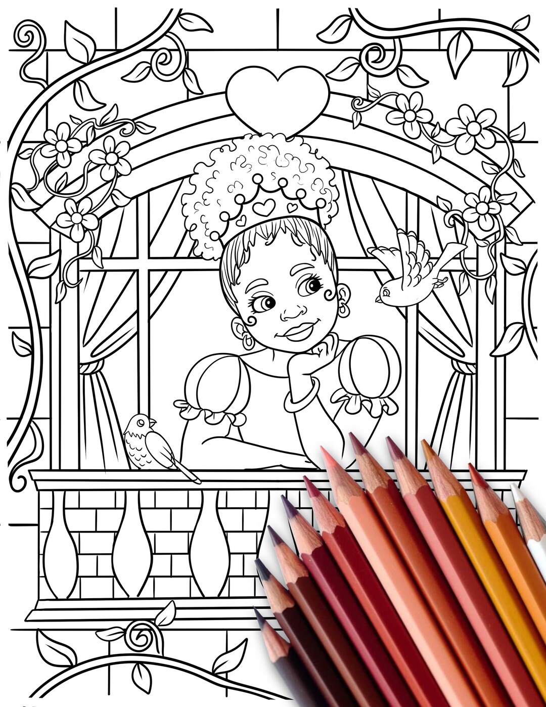Black Girl Coloring Page | Black Princess Printable Coloring Sheet ...