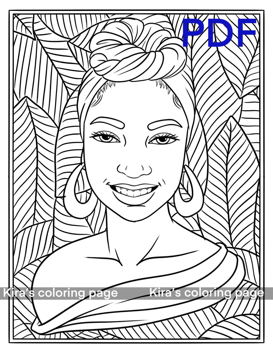 Afro Woman Coloring Page for Black Women | Digital Coloring Page ...