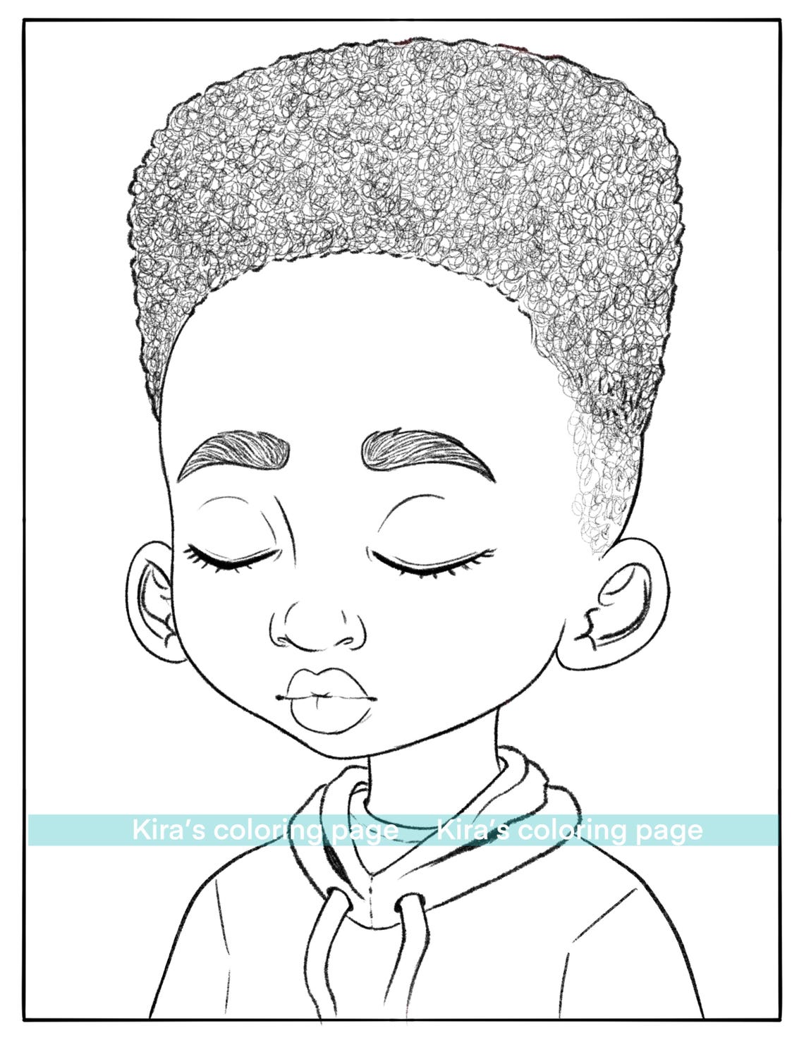 Peaceful Black Boy Coloring Page | Instant Pdf Download| Black Kids ...