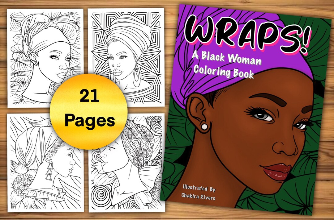 Chic Black Woman Adult Coloring Book African American Art Therapy ...