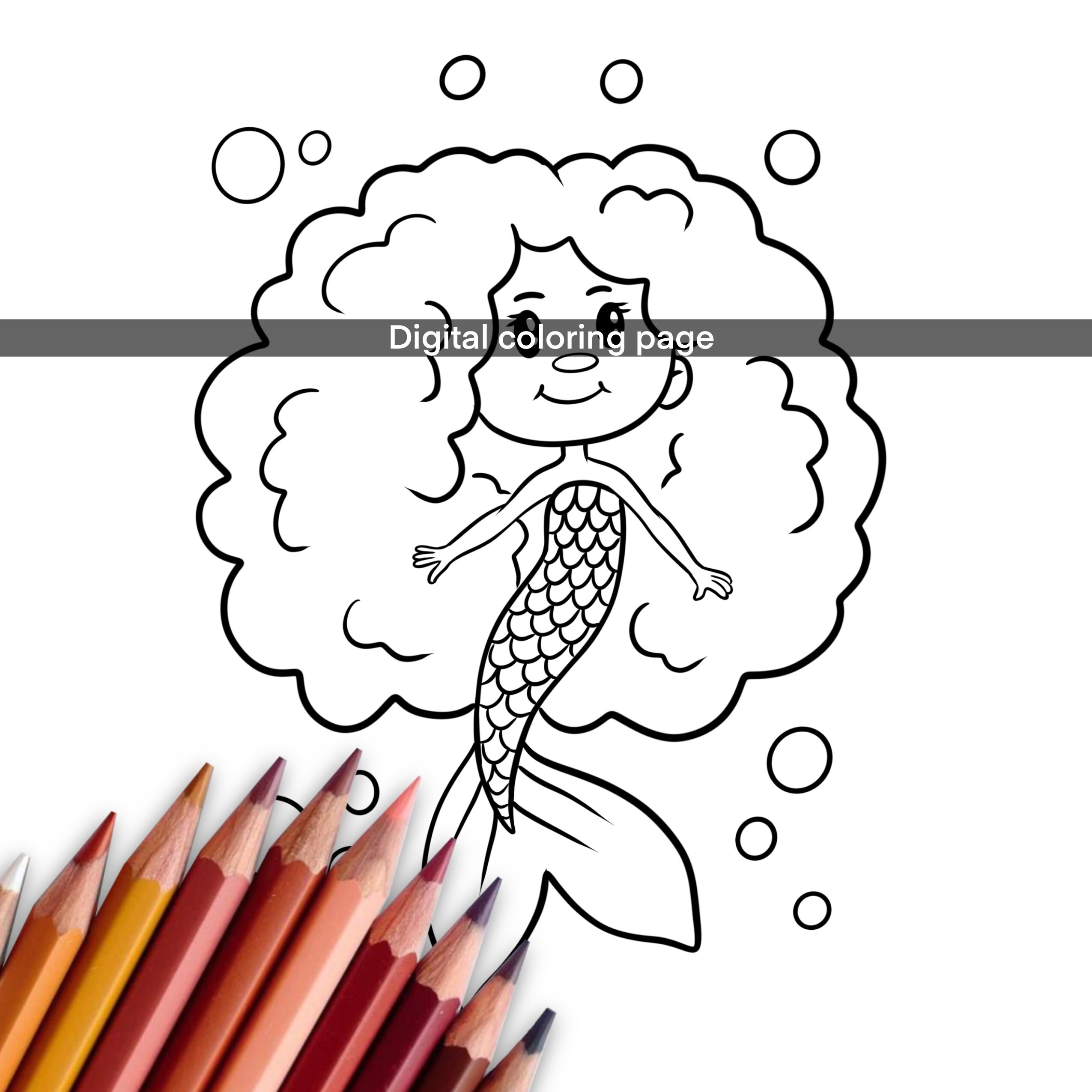 Bold and Easy Mermaid Coloring Book| Digital Coloring Book| PDF ...