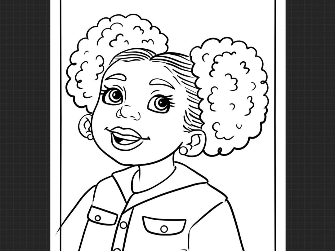 Coloring Page for Kids| Afro Girl Coloring Page | Black Girl Hairstyle ...