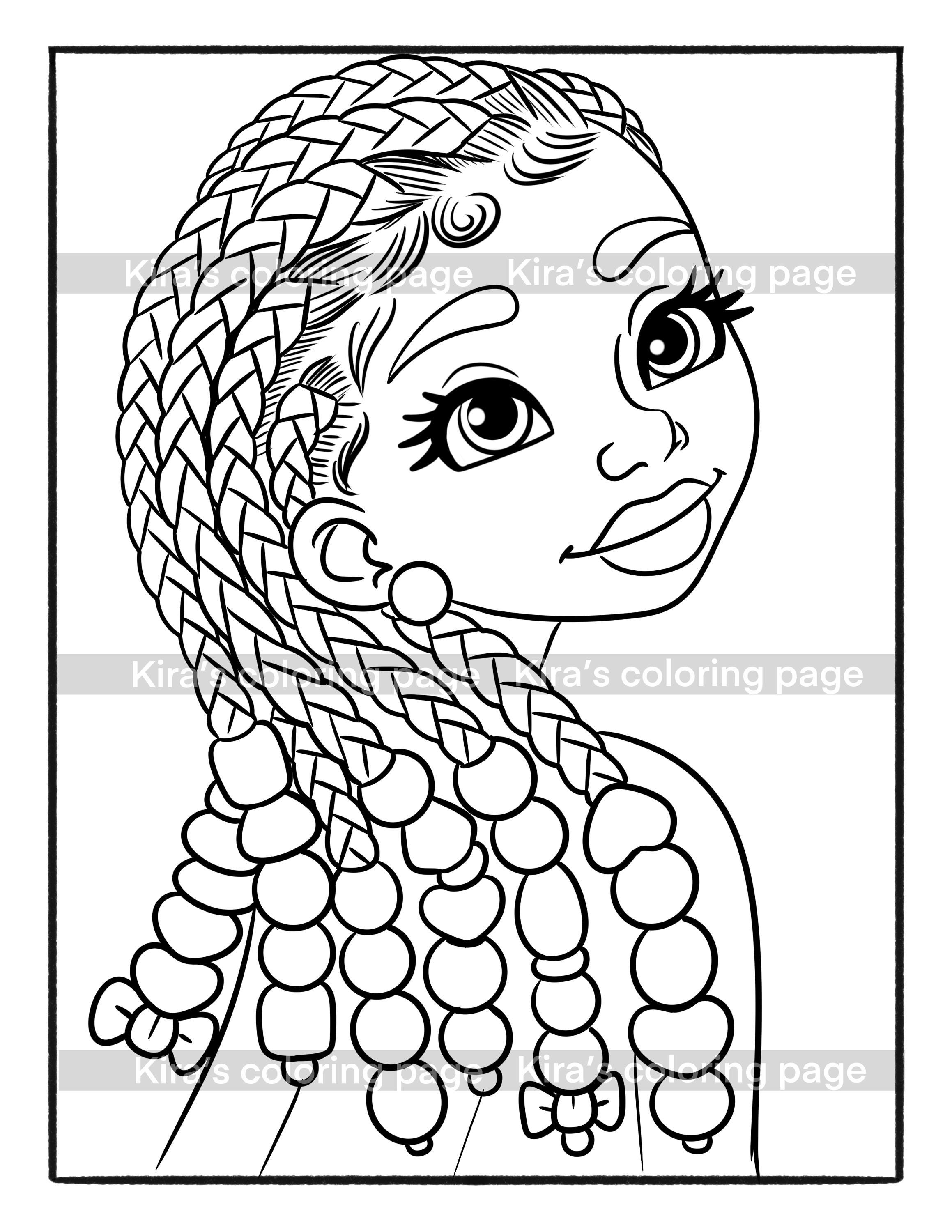 Afro Girl Coloring Page, Black Hair Coloring Page| Coloring Page for ...
