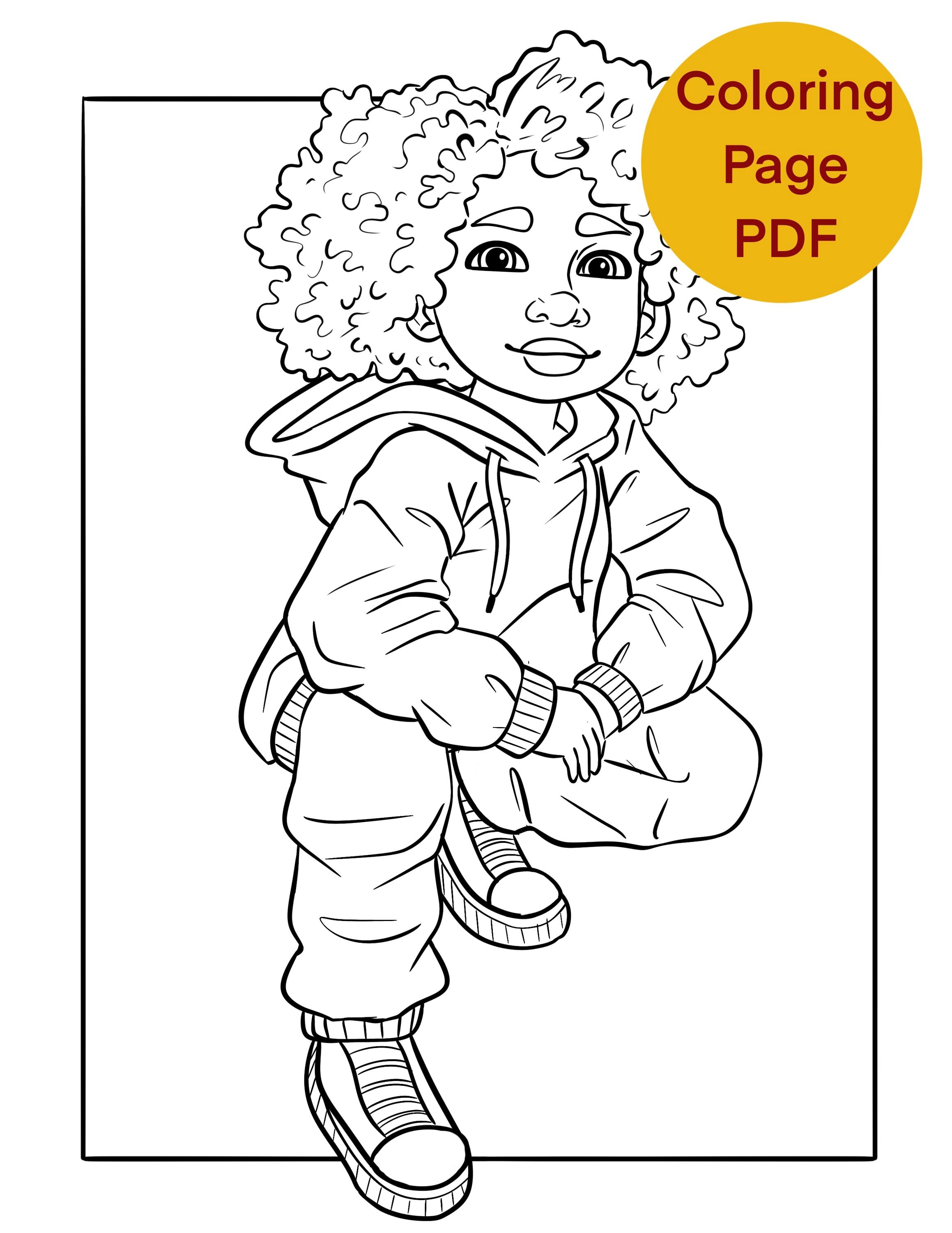 Black Boy Coloring Page | Instant Pdf Download| Black Kids Coloring ...