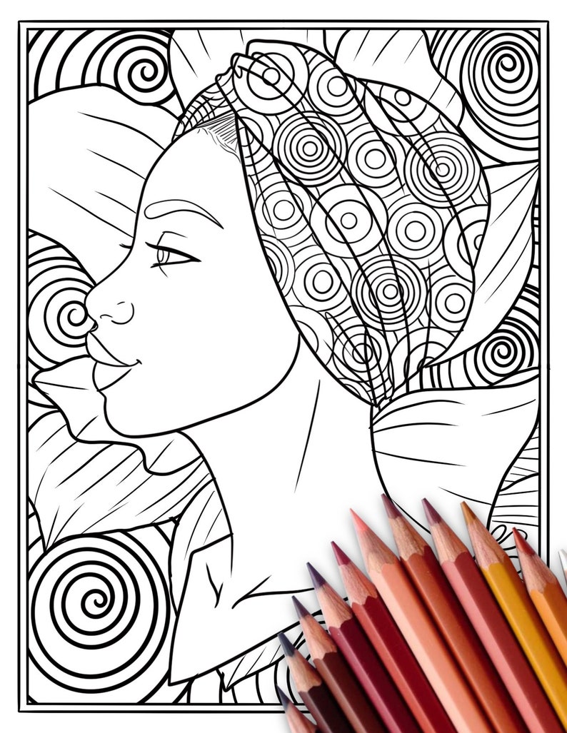 Chic Black Woman Adult Coloring Book African American Art Therapy ...