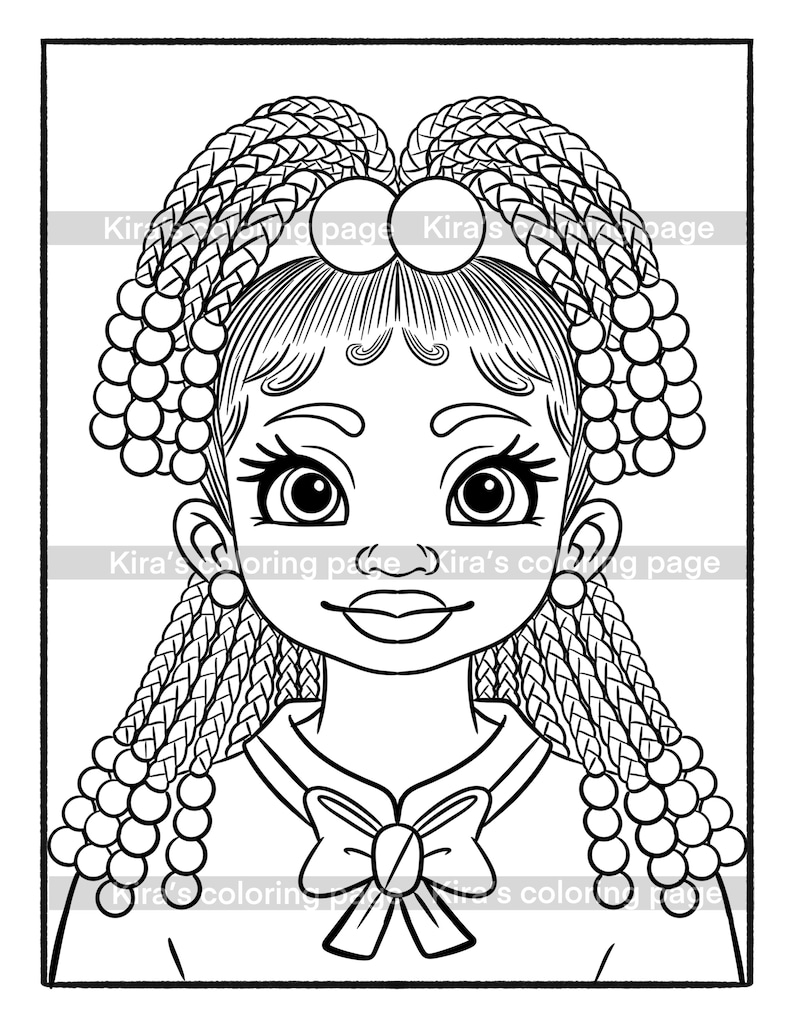 Afro Girl Coloring Page, Black Hair Coloring Page| Coloring Page for ...