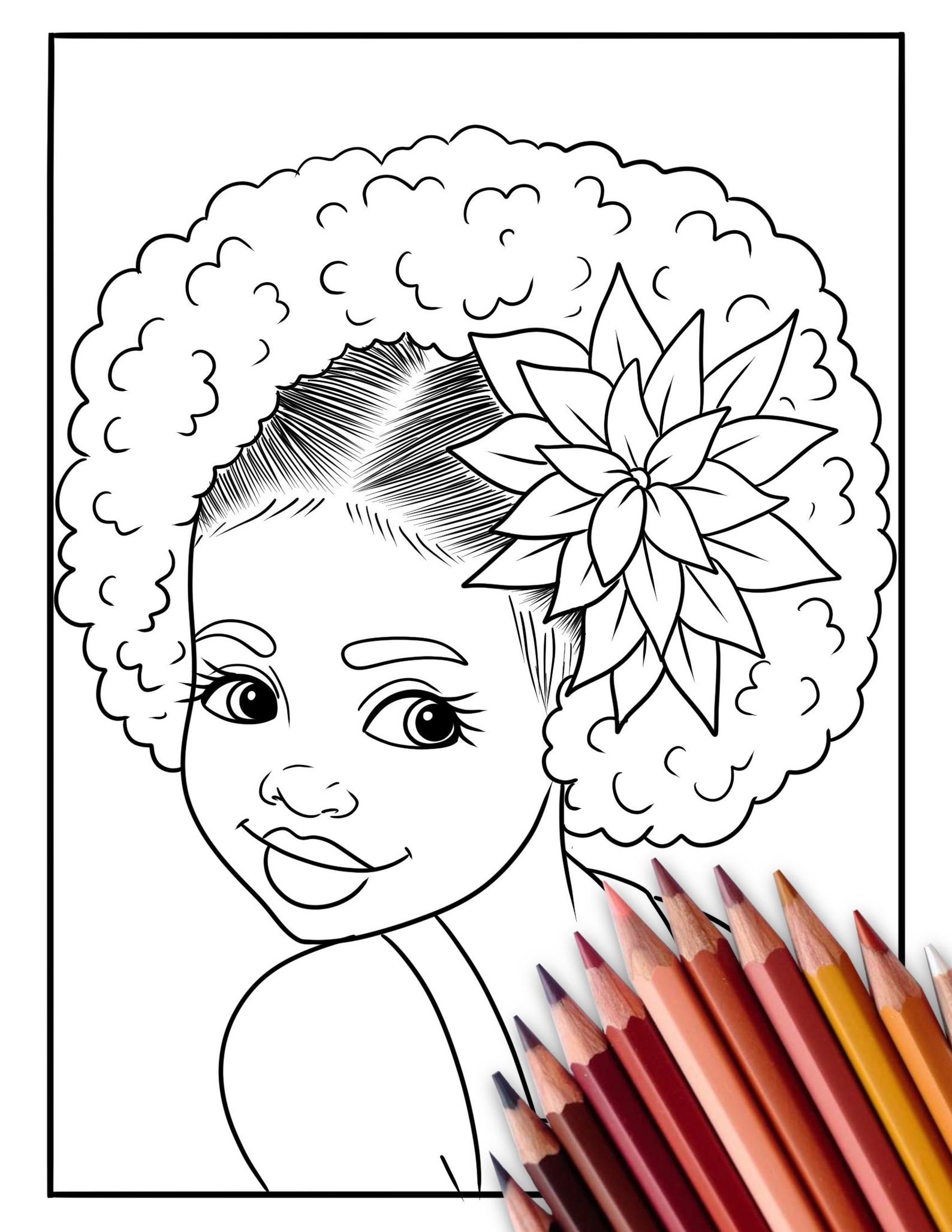 Afro Girl Coloring Page for Kids| Kids Coloring Page Black Girl ...