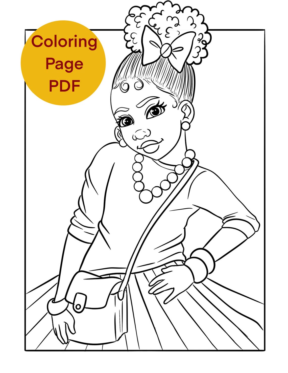 Afro Girl Coloring Page, Black Girl Coloring Page | Instant Pdf ...