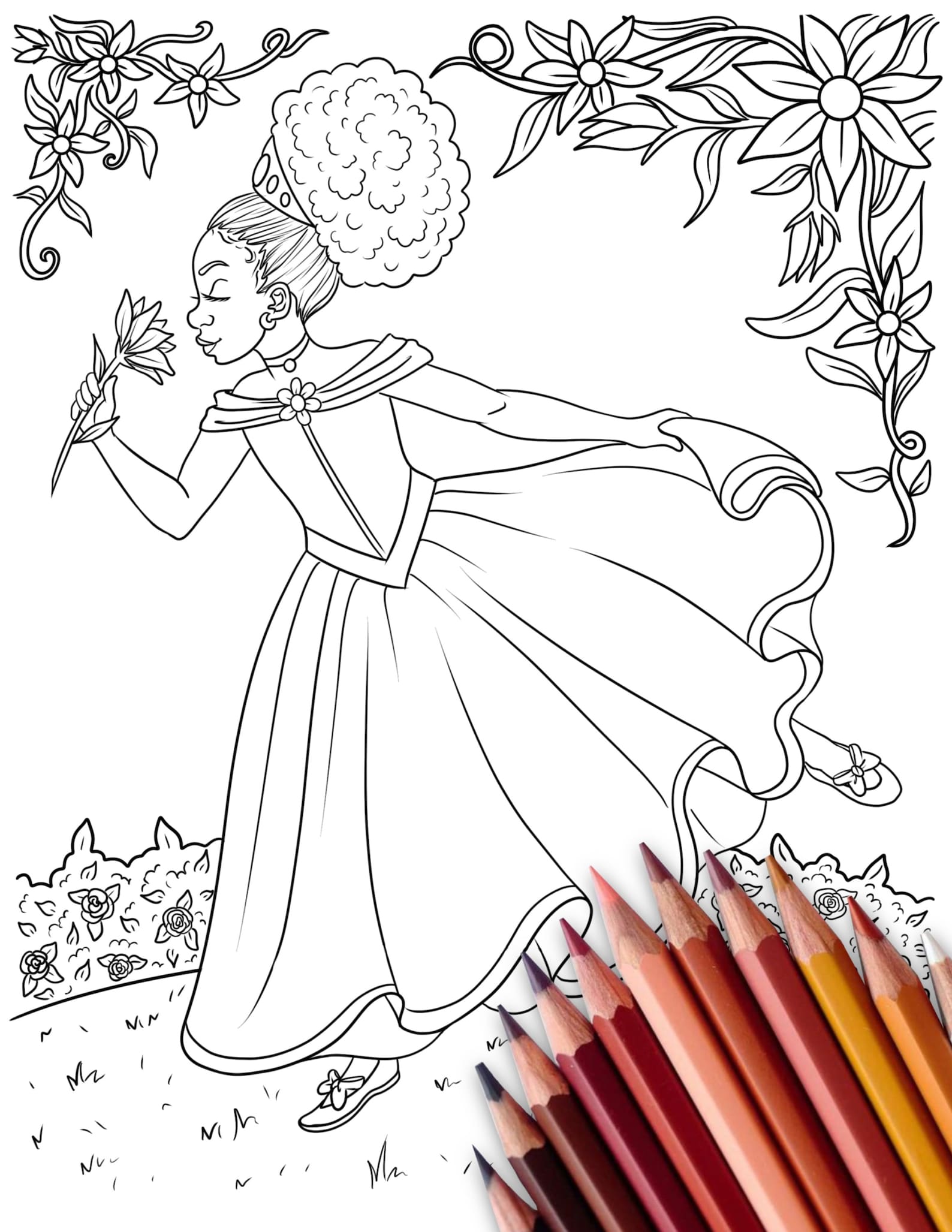 Black Girl Magic Coloring Pages, African American Princess ...
