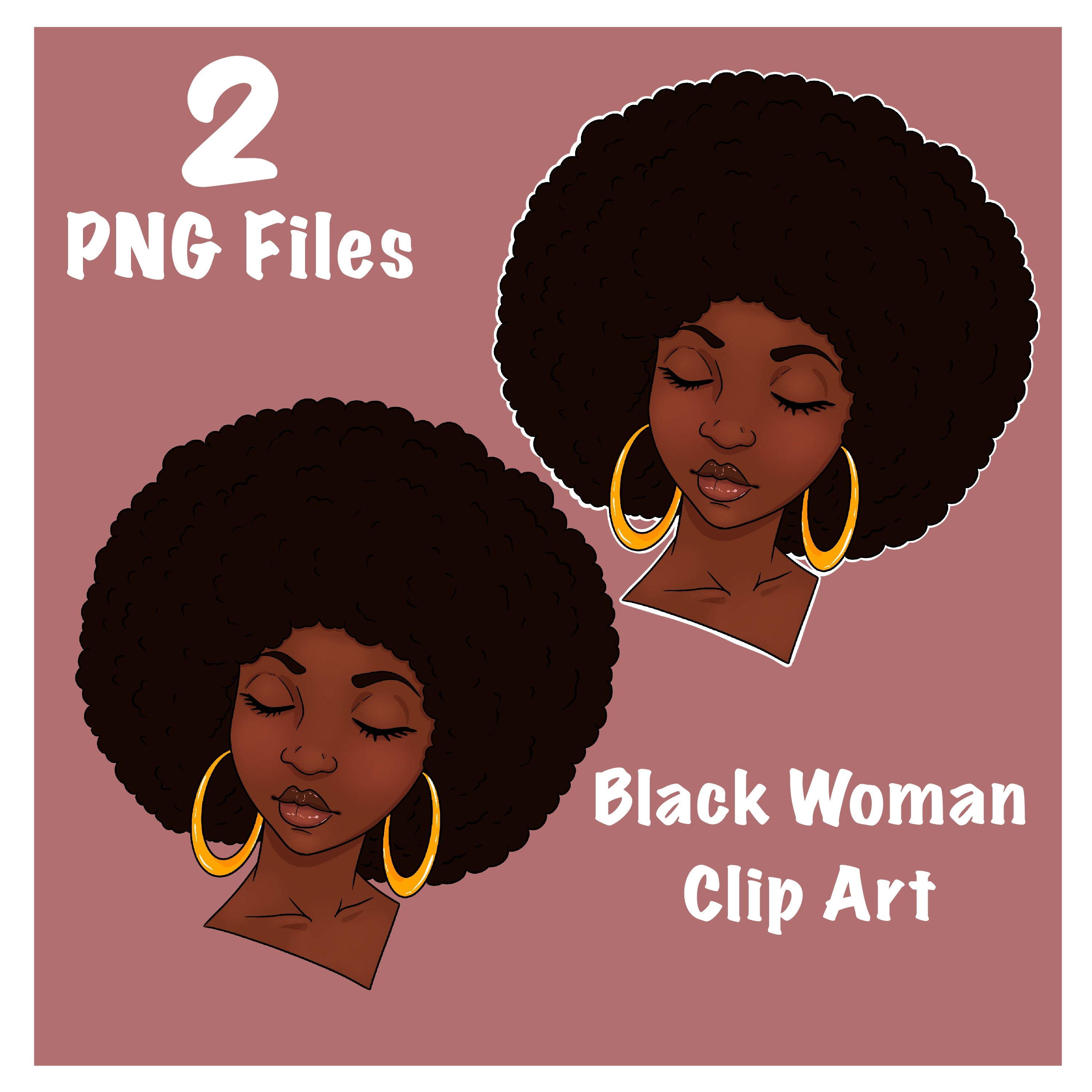 Black Woman Clip Art PNG Instant Download, Black Woman Design for Personal and Commercial Use - Etsy