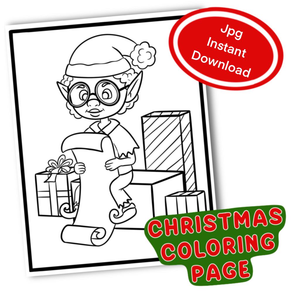 Easy and Bold Coloring Page| Christmas List Coloring Page| Black ...
