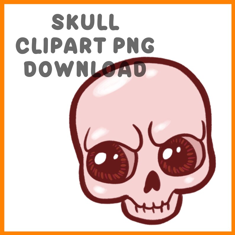 Cute Skull Clipart, Halloween Skull Png Sublimation, Skull Png, Kawaii ...