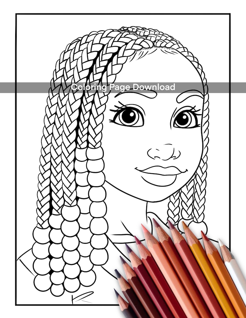 Black Girl Coloring Page | Afro Hair Printable Coloring | Kids Activity ...