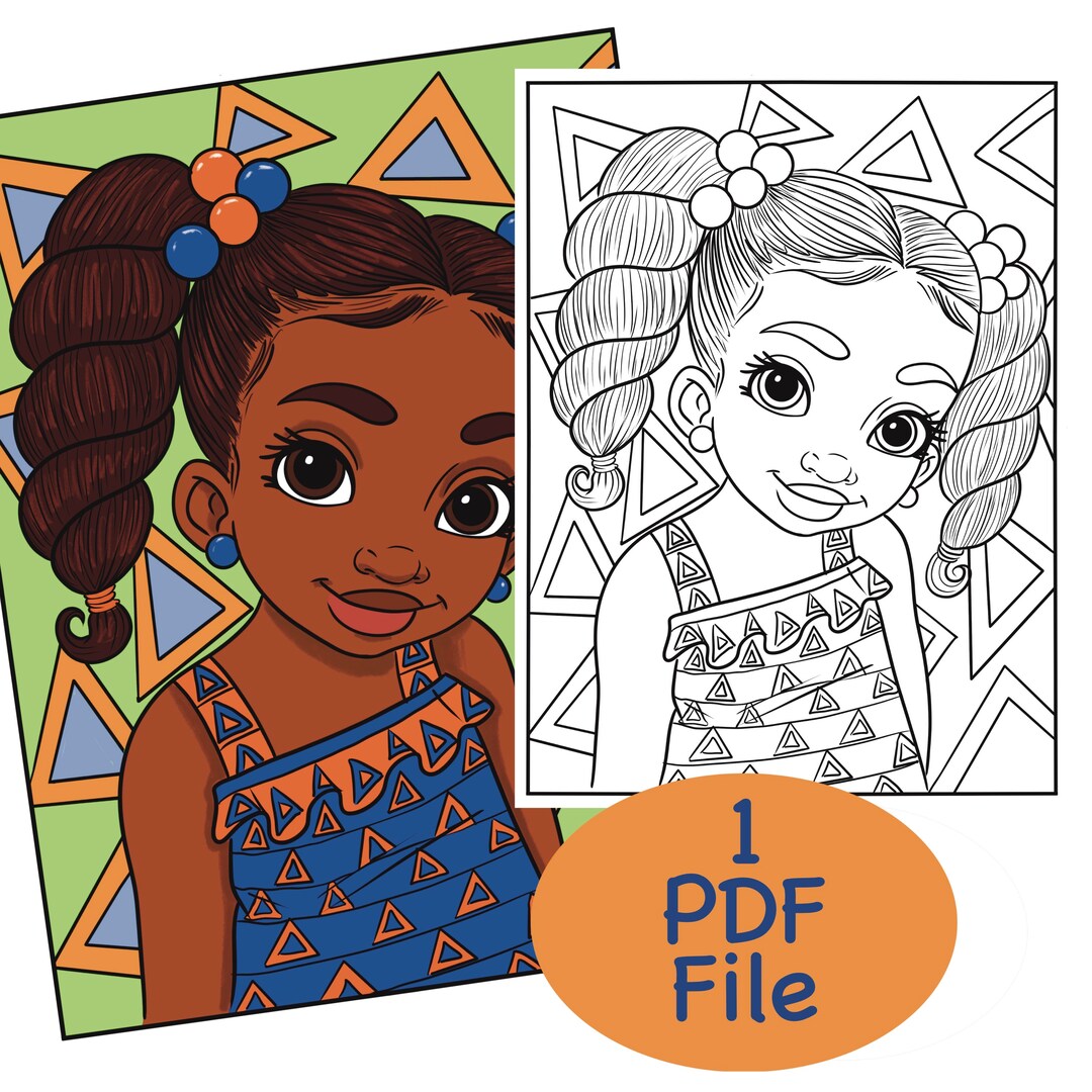 Afro Girl Coloring Page, Black Girl Hairstyle Coloring Page | Coloring ...