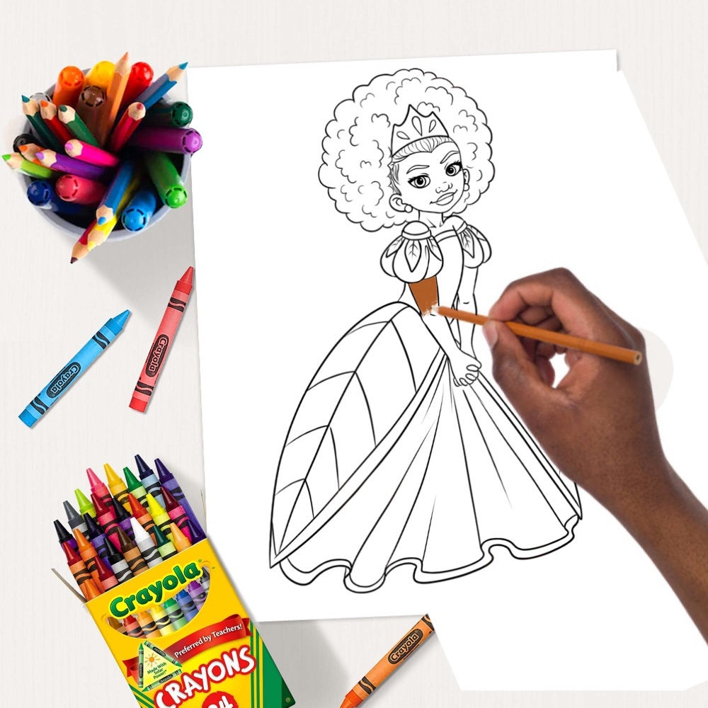 Black Princess Digital Coloring Book | 13 Digital Coloring Pages ...