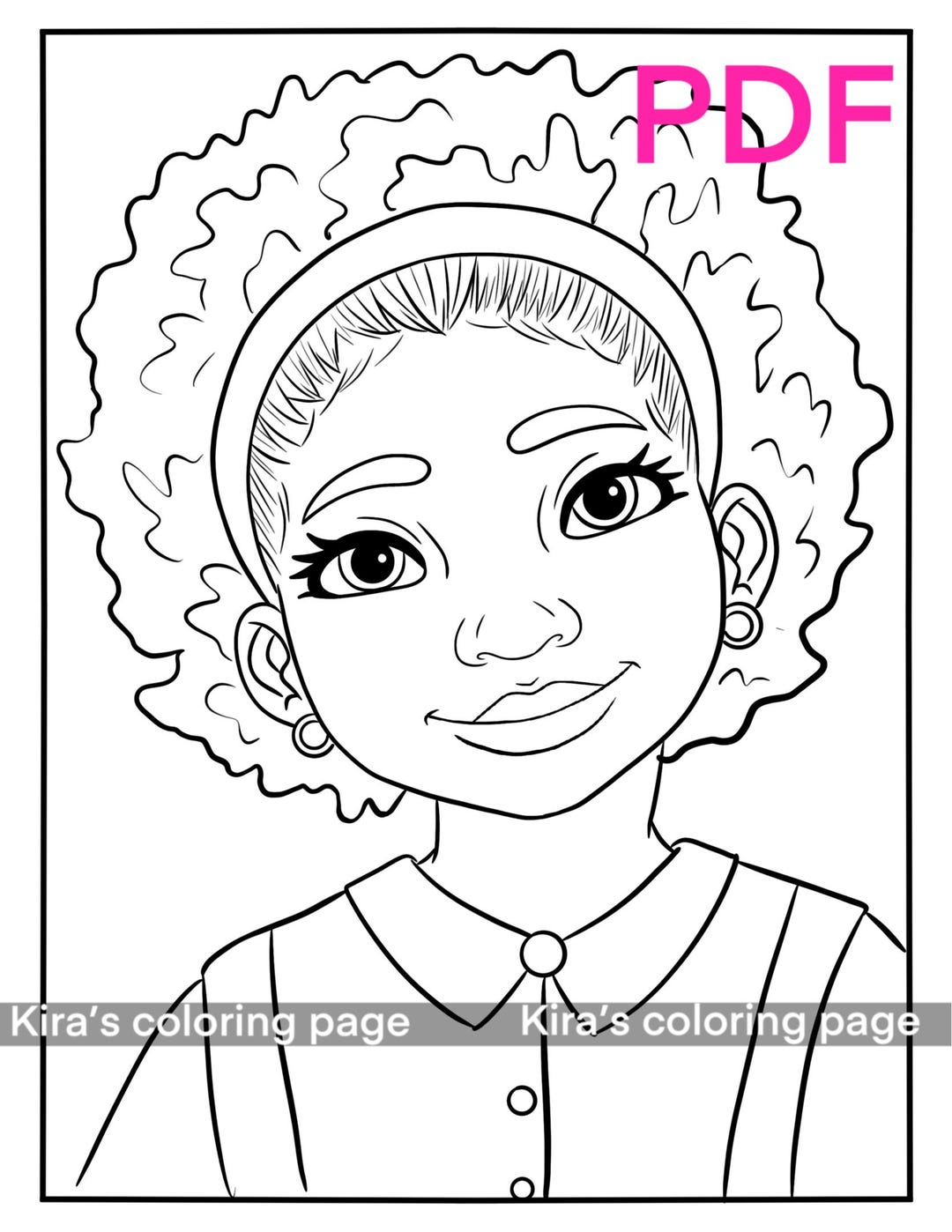 Afro Girl Coloring Page | Coloring Page for Black Girls| Hairstyle ...