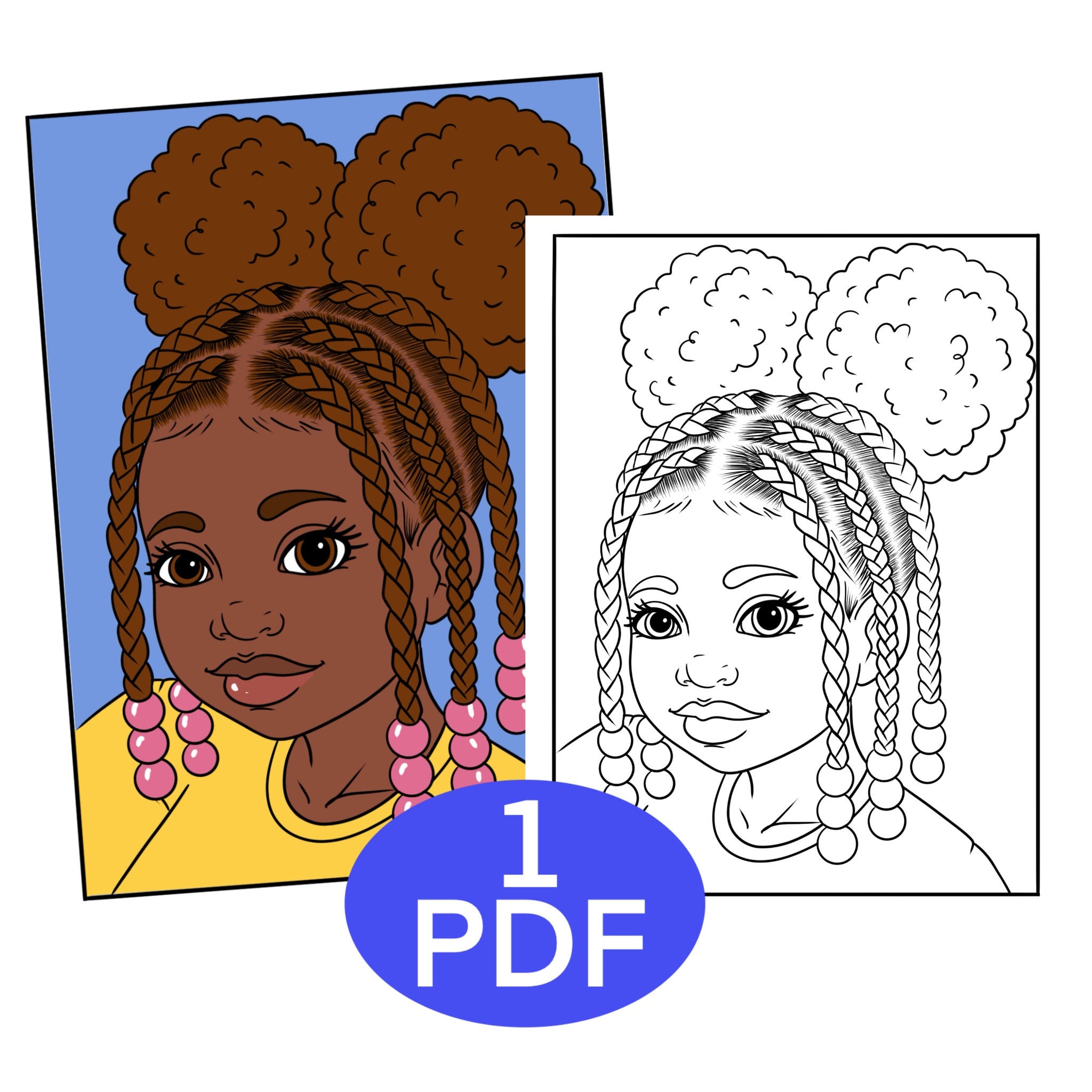 Afro Girl Coloring Page, Coloring Page for Kids| Kids Coloring Page ...