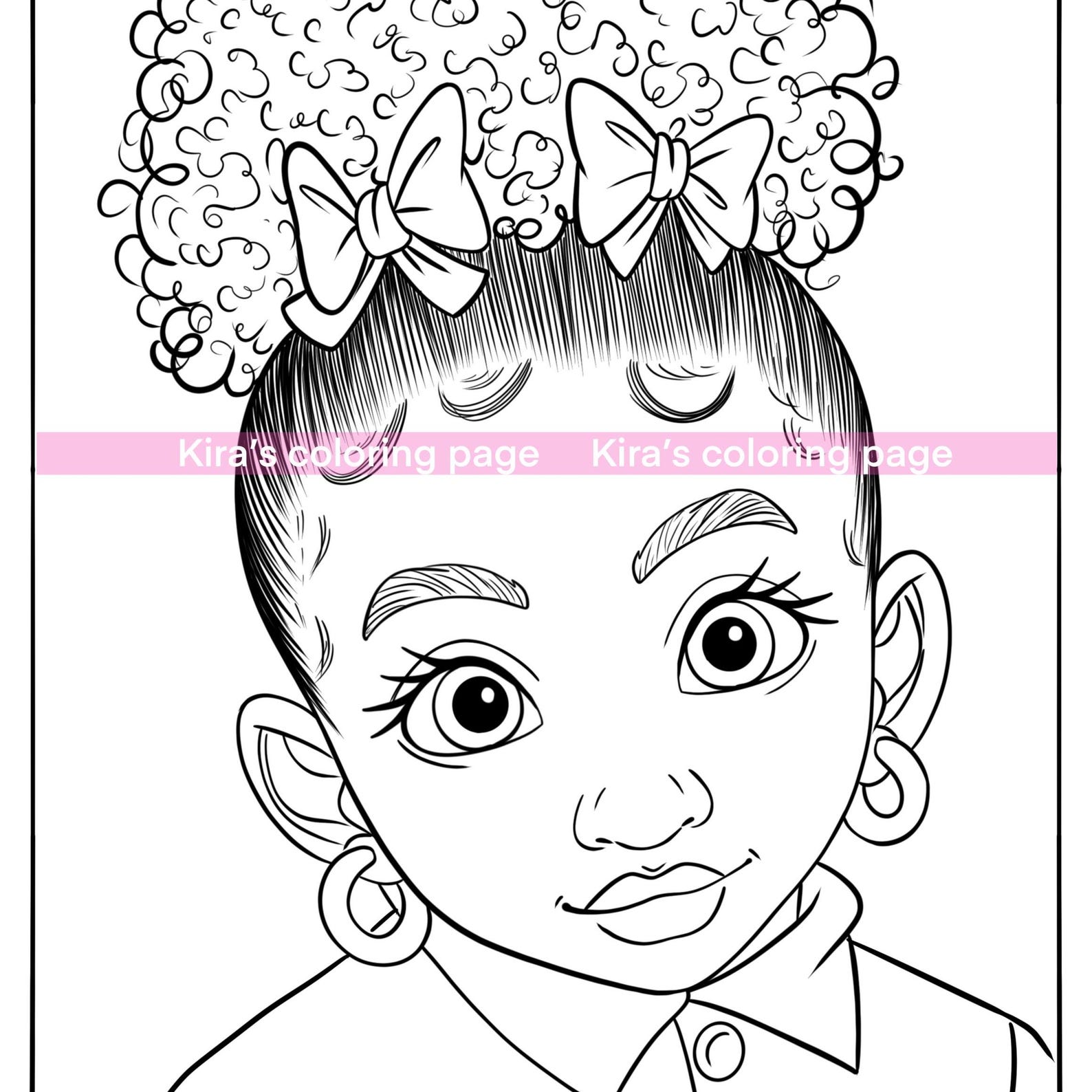 Afro Girl Coloring Page, Little Black Girl Coloring Page | Instant Pdf ...