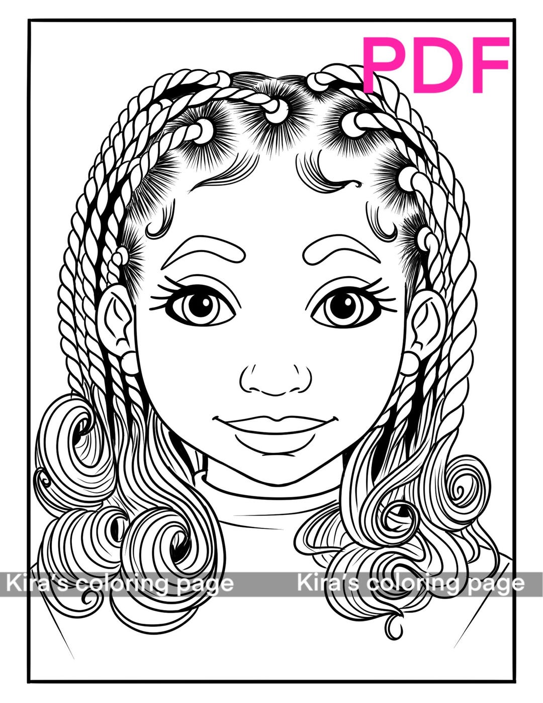 Afro Girl Coloring Page, Coloring Page for Black Girls| Hairstyle ...
