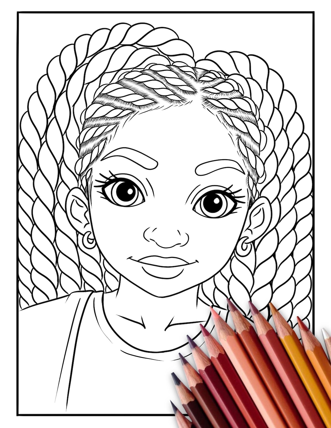 Afro Girl Coloring Page for Kids| Kids Coloring Page Black Girl ...