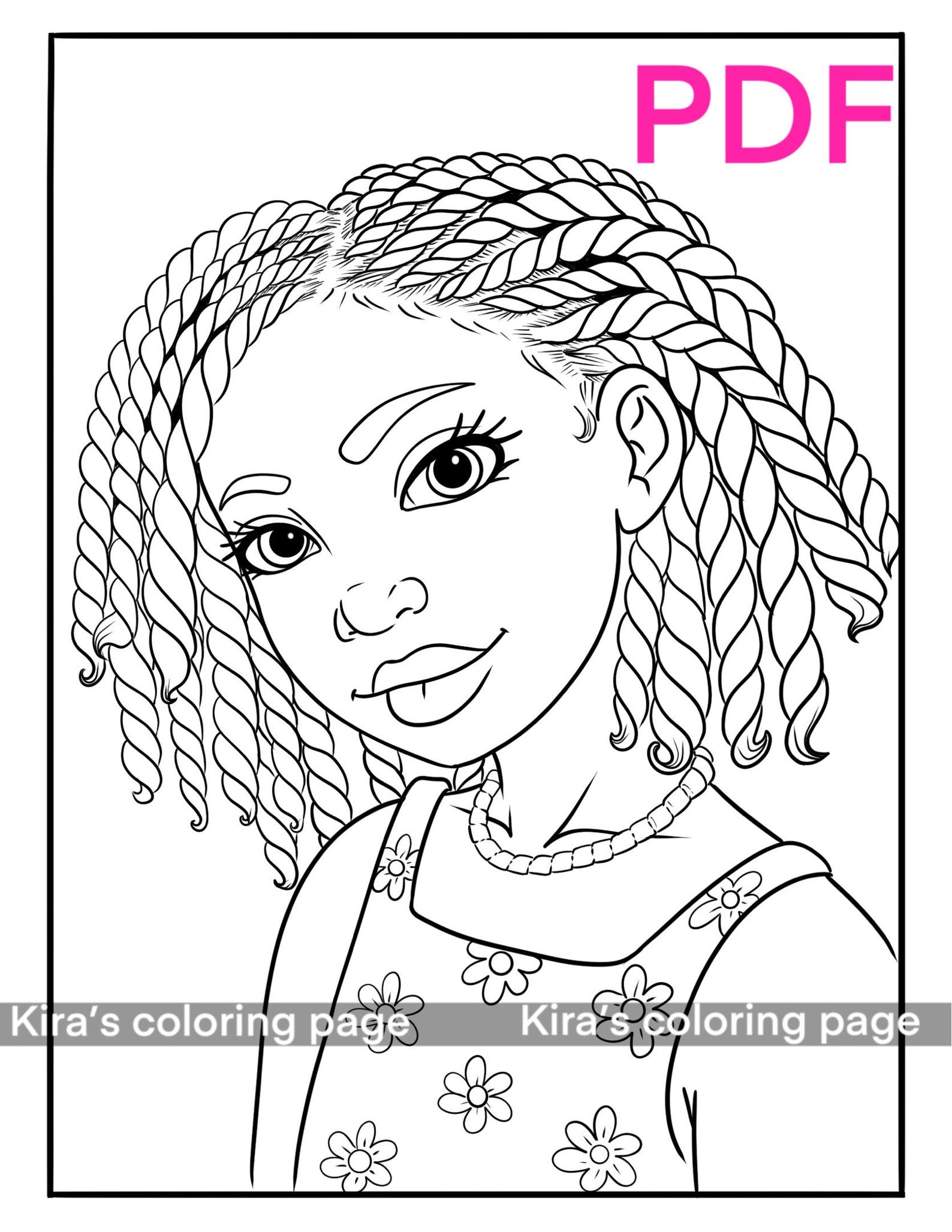Afro Coloring Page for Kids| Coloring for Black Girls| Hairstyle ...