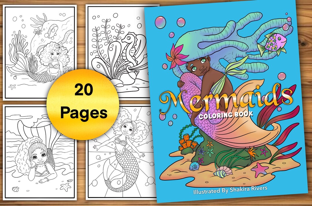 Mermay Coloring Book, African American Mermaids Coloring Book,printable ...