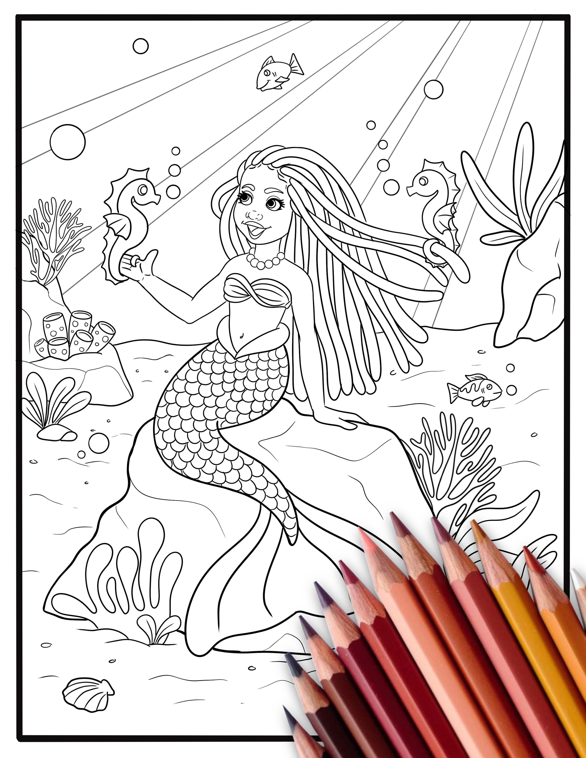 African American Mermaids Coloring Book, Black Girl Magic, Printable ...