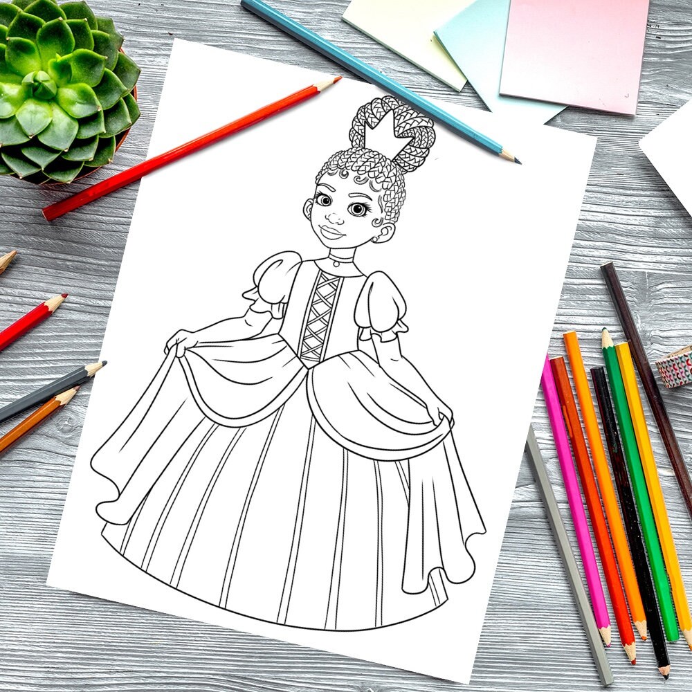 Black Princess Digital Coloring Book | 13 Digital Coloring Pages ...
