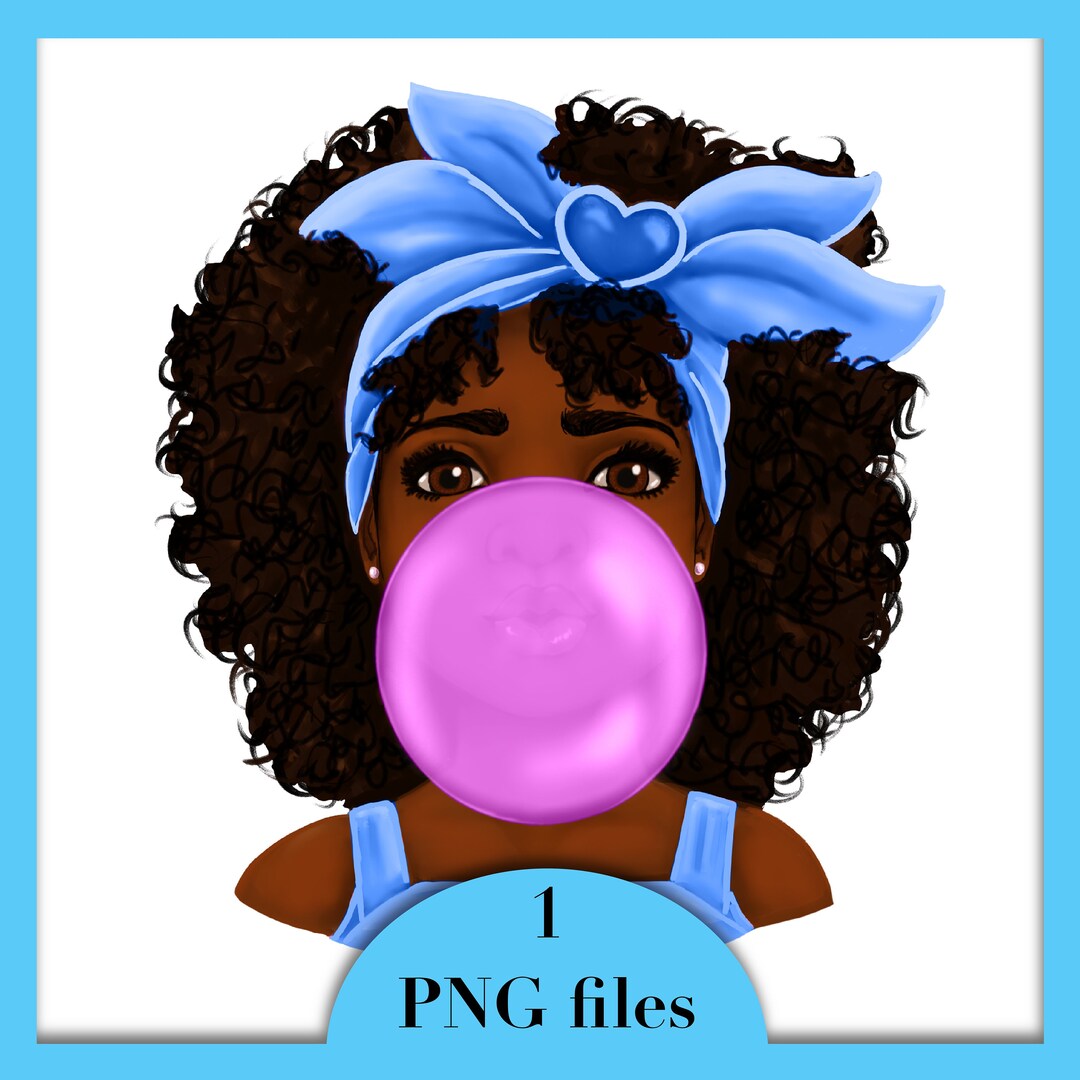 Black Girl Bubble Gum Design Art Black Girl PNG Image Black Girl Magic ...
