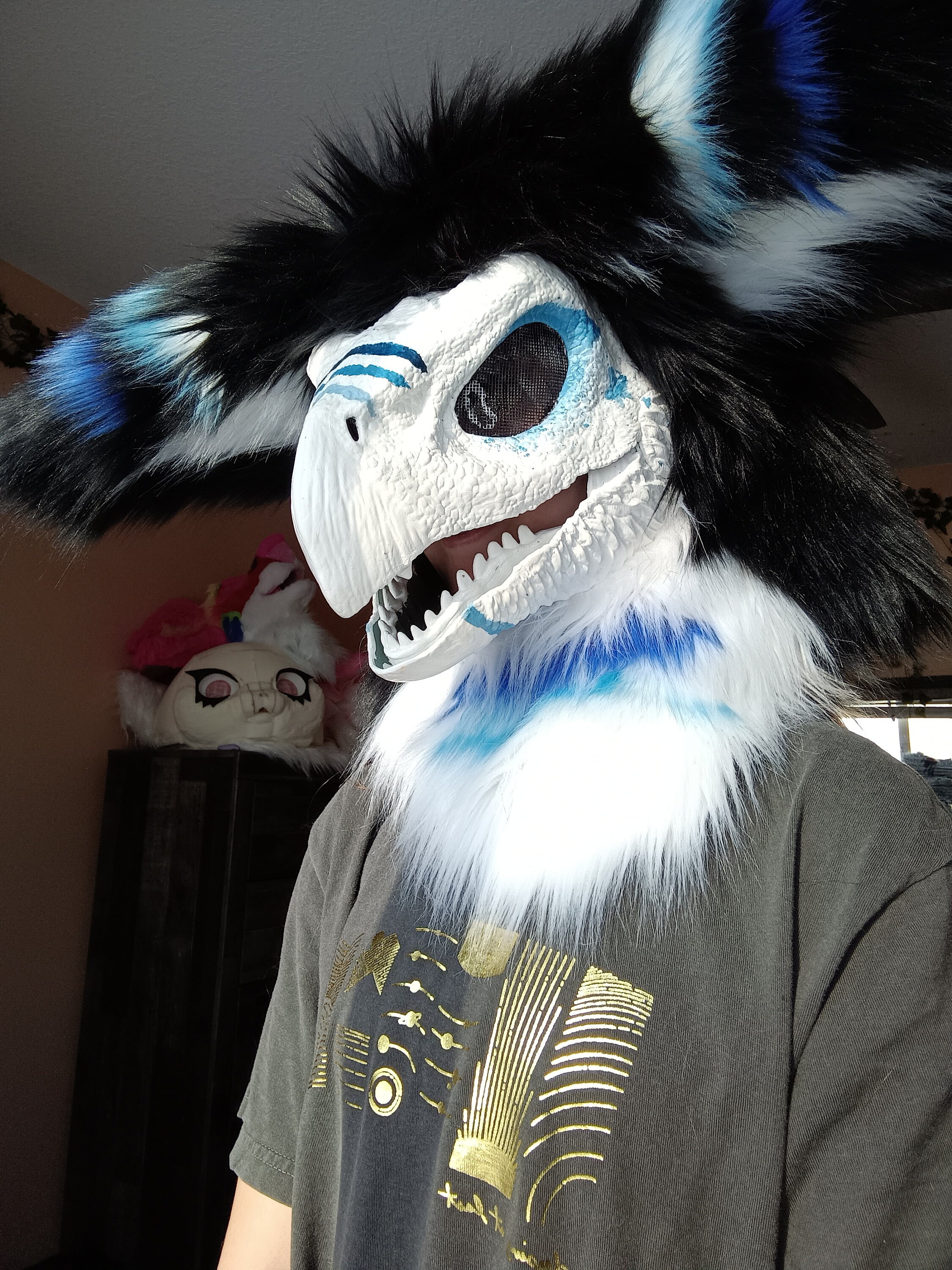 Fluffy Blue Dinosaur Mask - Etsy