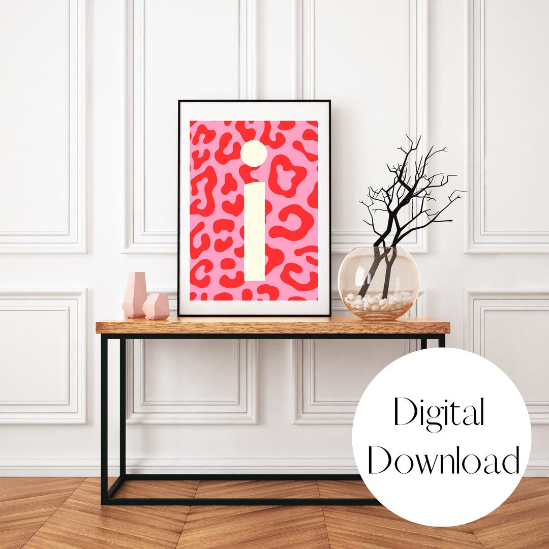 Pared inicial preppy. arte mural inicial. arte de pared rosa y - Etsy ...