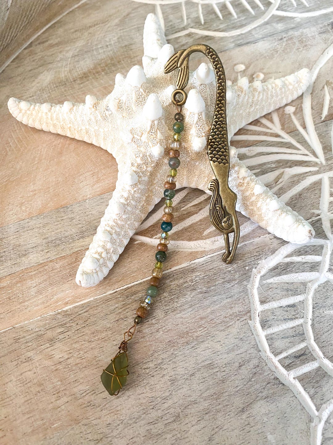 Mermaid Sea Glass Bookmark, Beach Lover, Bookworm Present, Seaglass ...