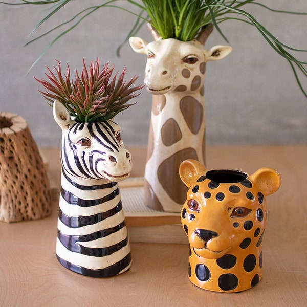 Ceramic Animal Planters - Etsy
