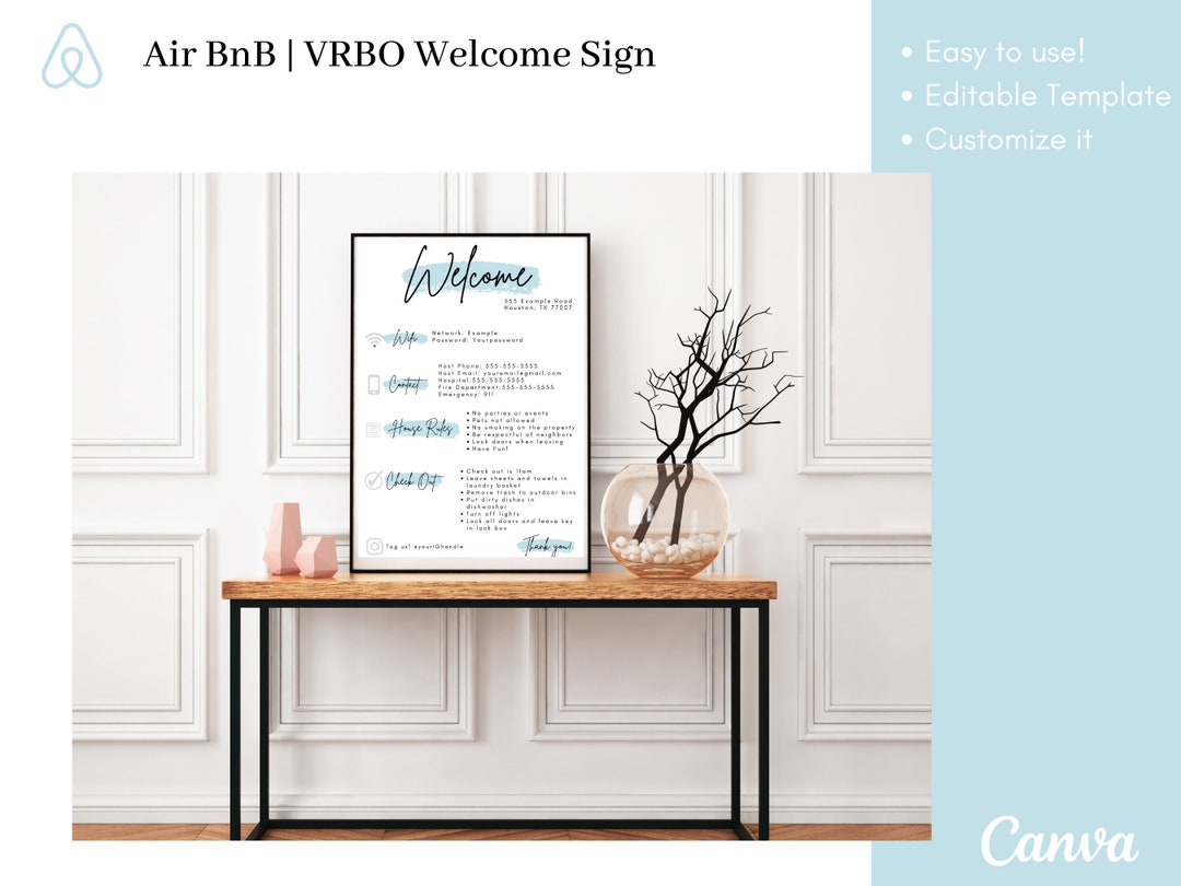Air Bnb Welcome Sign | Air Bnb Welcome Template | Canva | Air Bnb Signs ...