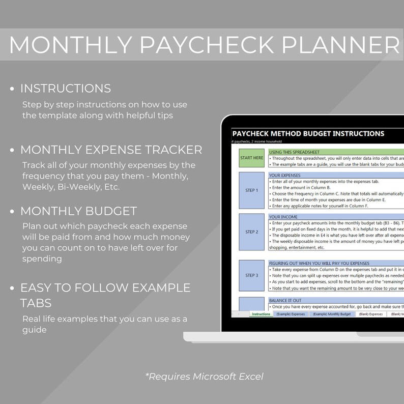 Family Budget Template | 1 Income 2 Paychecks | Excel | Expense Tracker ...