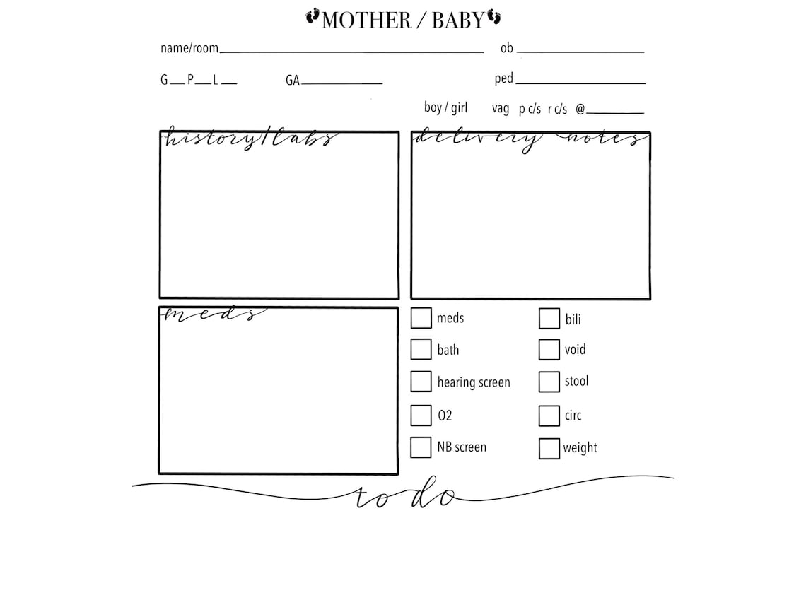 Postpartum Report Sheet Mother/baby Report Sheet - Etsy