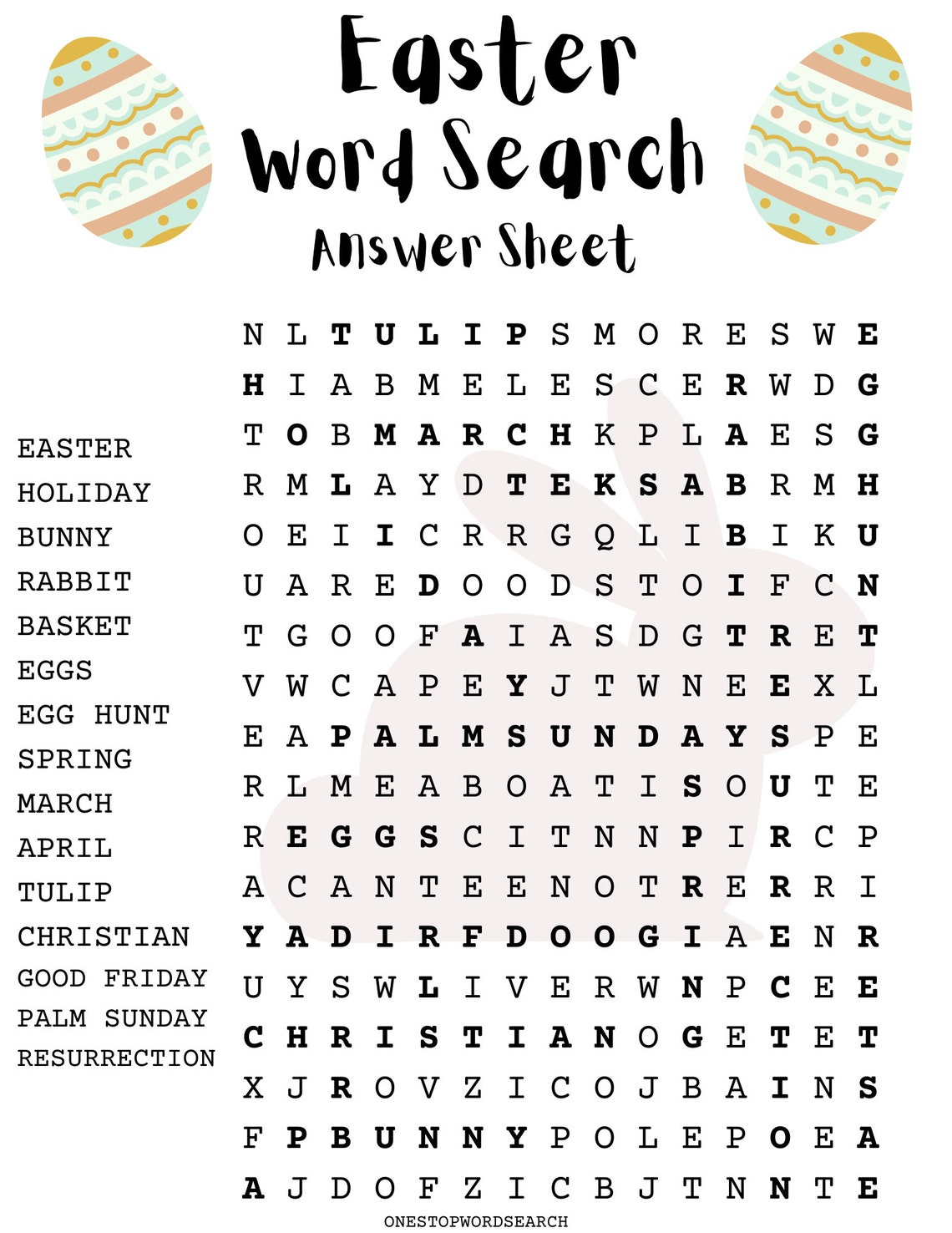 Easter Word Search Puzzle With Answer Sheet, Easter Games, Easter ...